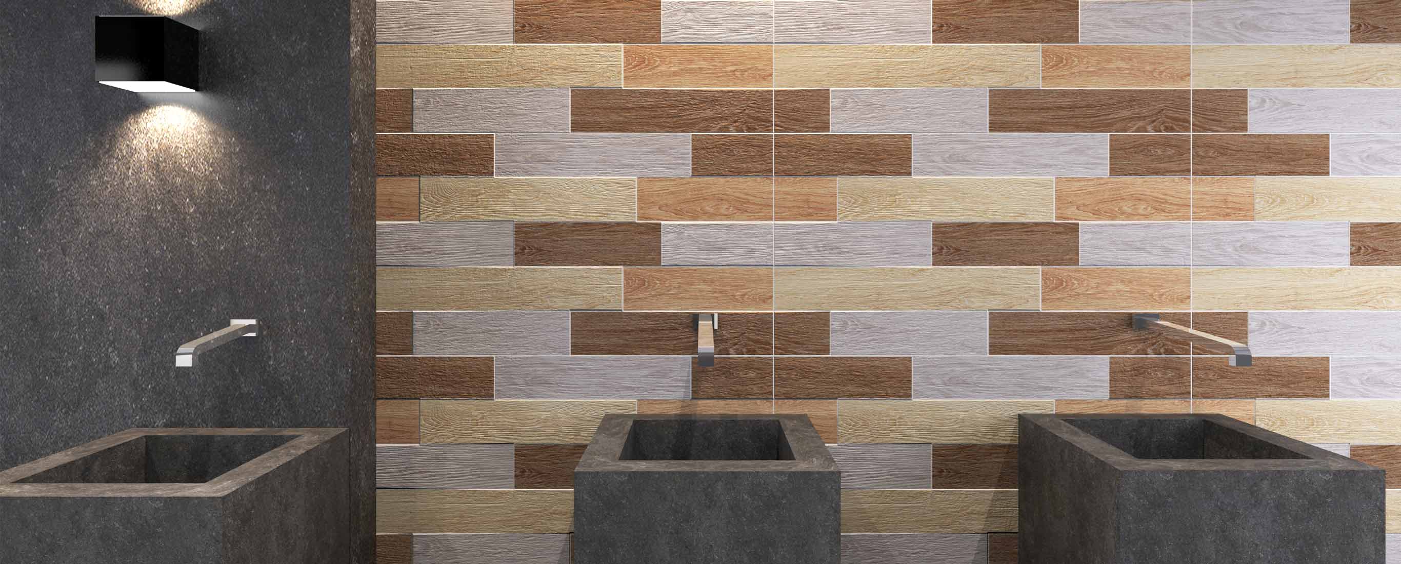 Brown Coloured Planked Wood Effect Ceramics Wall Tiles