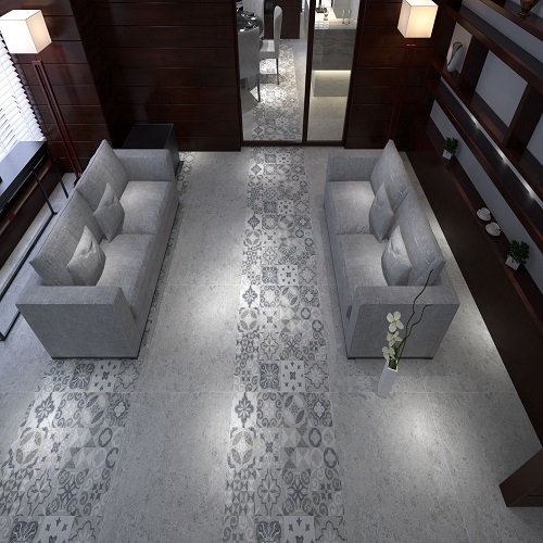 Grey Stone Effected Premium Glazed Porcelain Floor Tiles