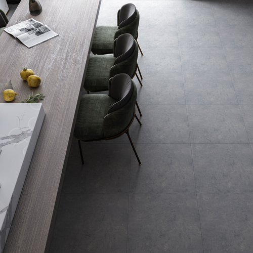 Cement Effected Black Glazed Porcelain Floor Tiles